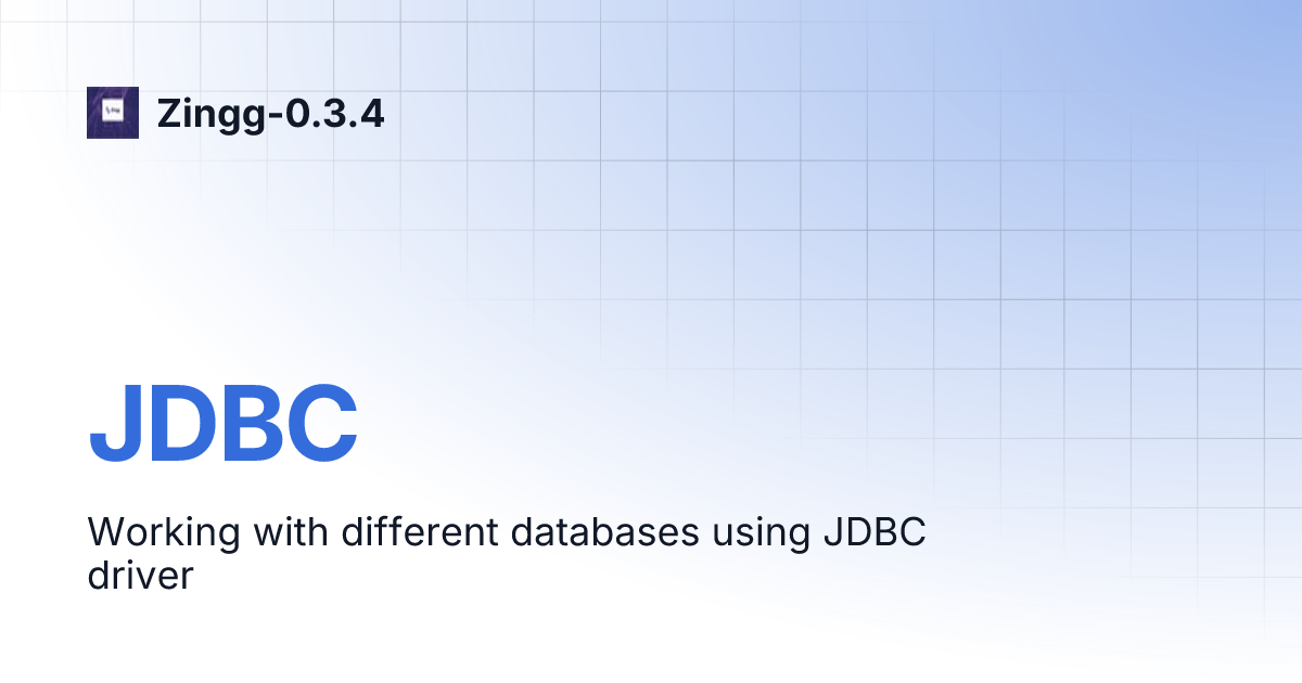 JDBC | Zingg-0.3.4