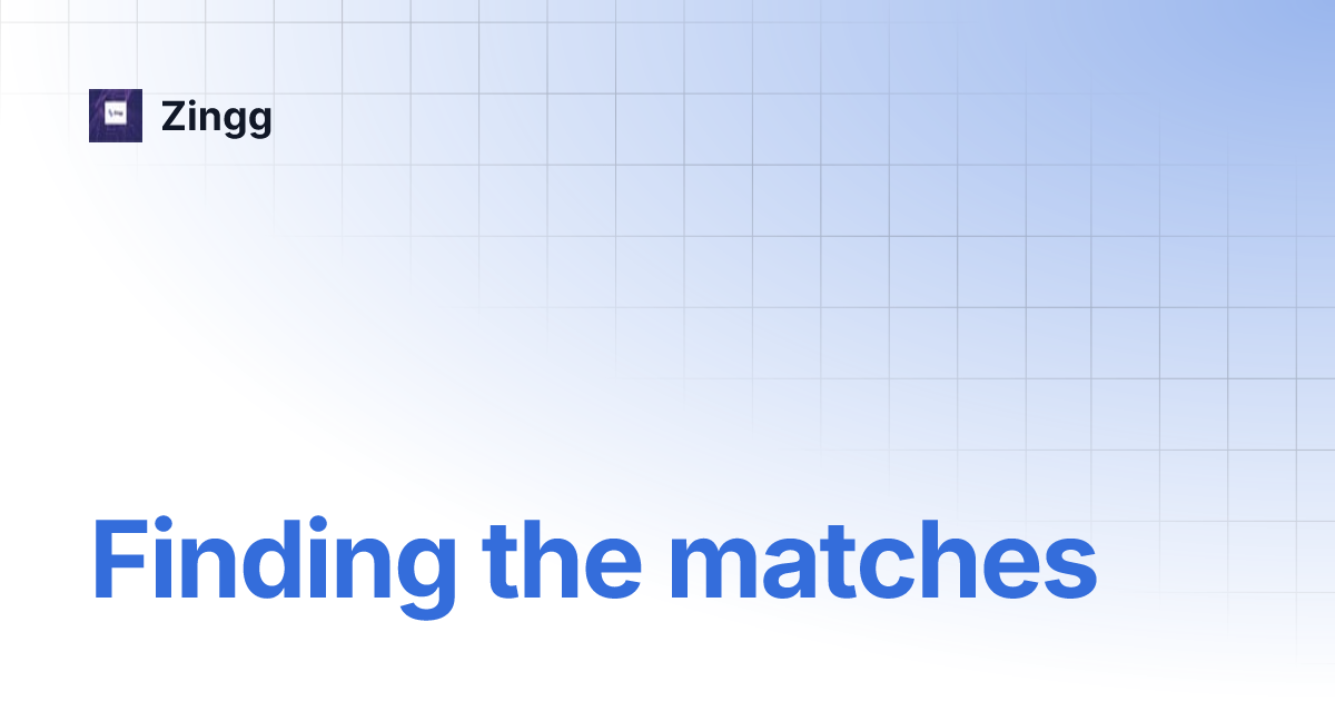 Finding the matches | Zingg