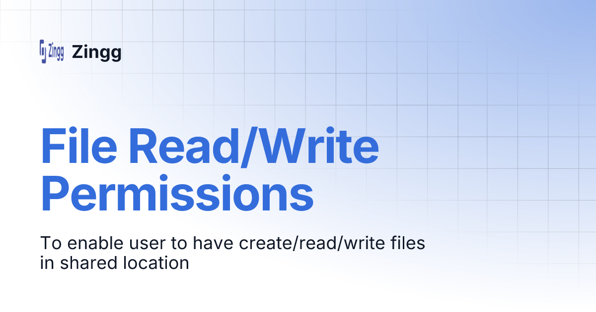 File Read/Write Permissions | Zingg