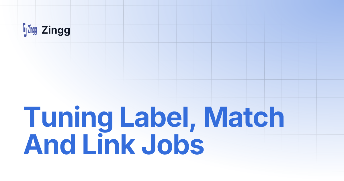 Tuning Label, Match And Link Jobs | Zingg